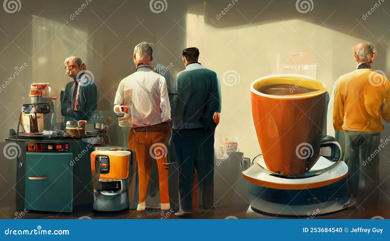 Characters, Office Staff Standing Around Talking And Having A Coffee In ...