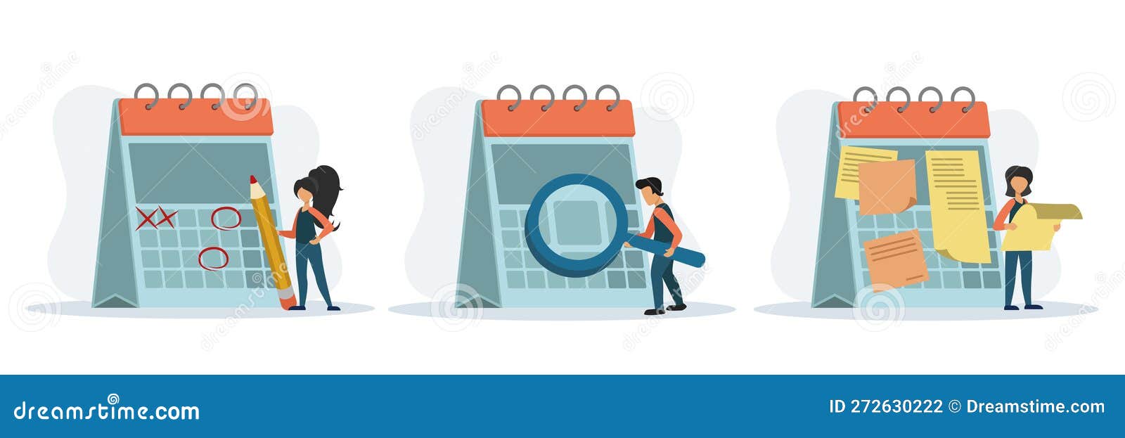 Characters Organizing and Planning Schedule Stock Vector - Illustration ...