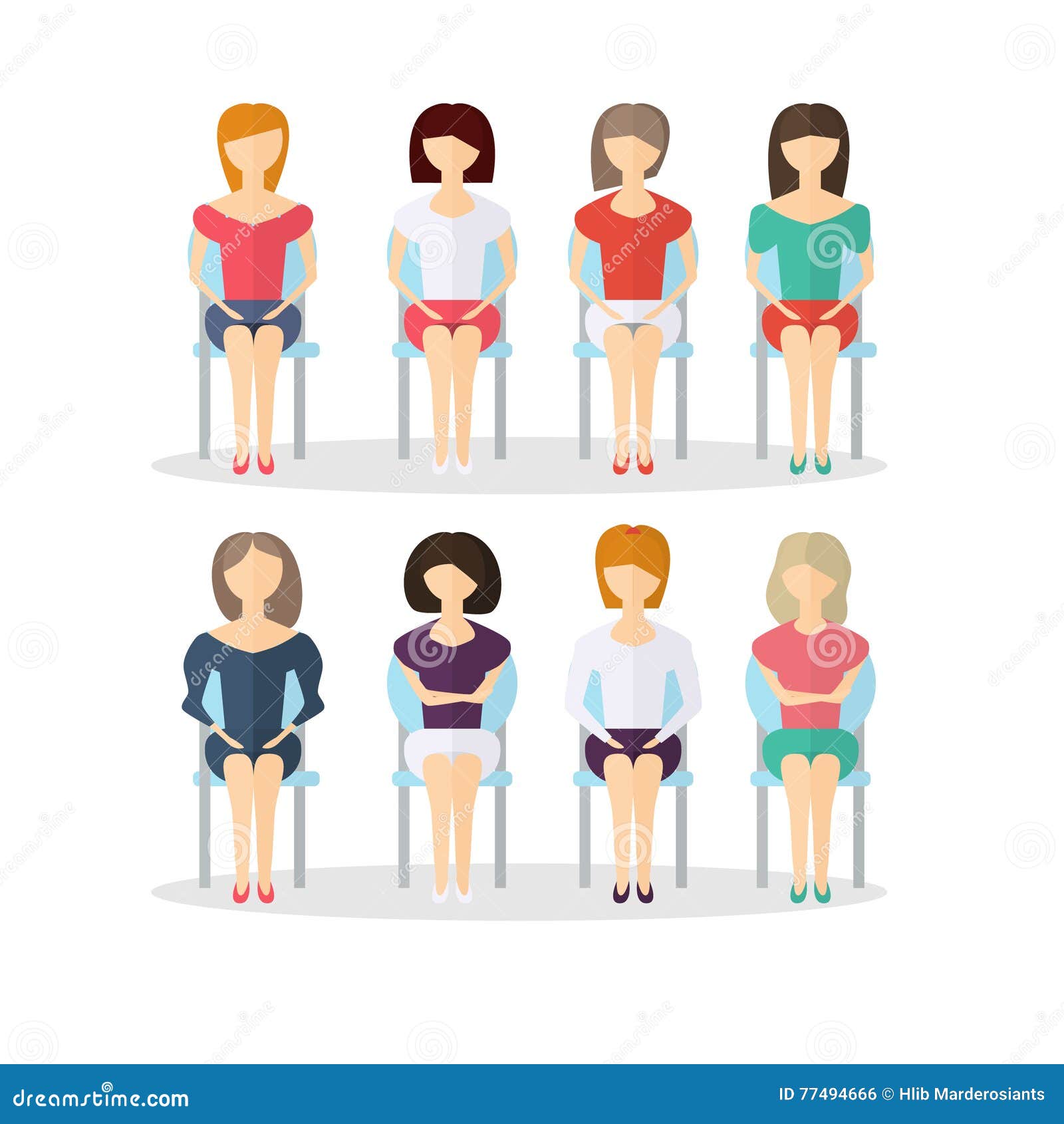 The Characters of People Sitting on a Chair . Waiting Hall . Vector ...