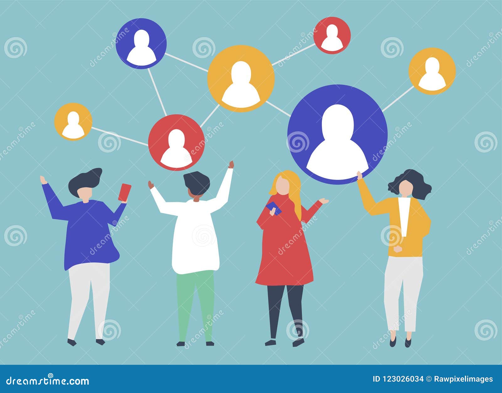 Characters of People and Their Social Network Illustration Stock Vector ...