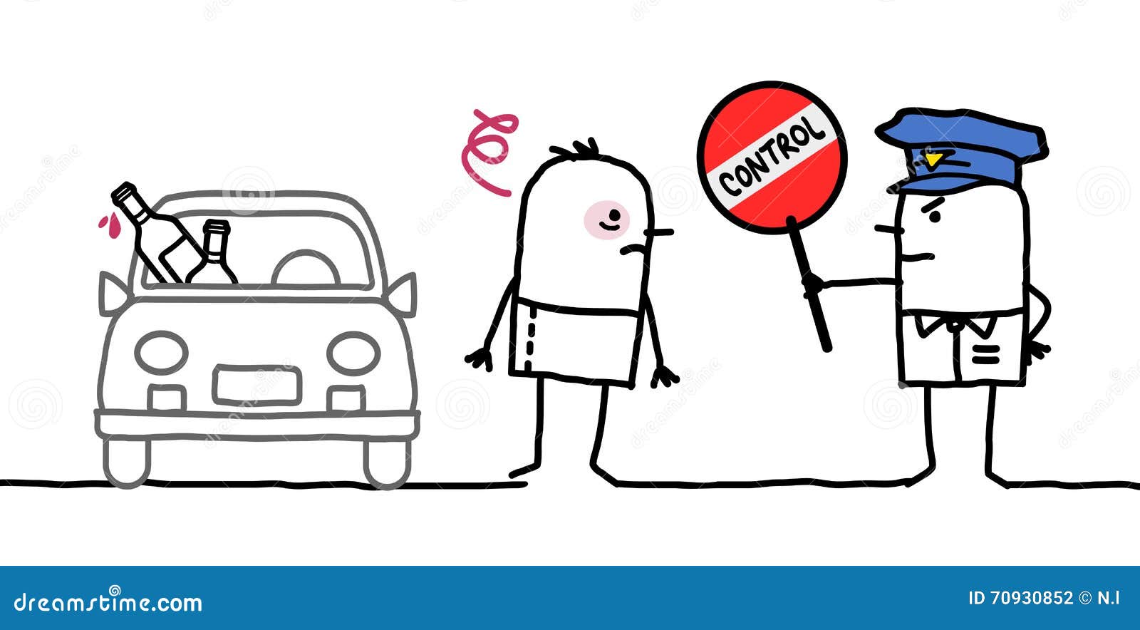 Characters - Police Control - Alcohol Stock Vector - Illustration of ...