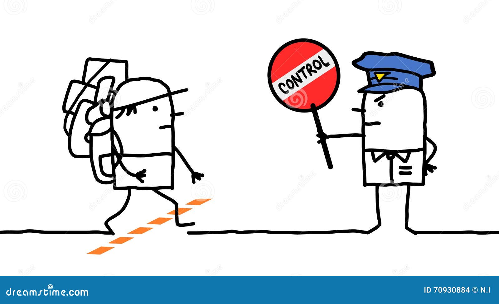 Characters - Police Control - Borderland Stock Vector - Illustration of ...