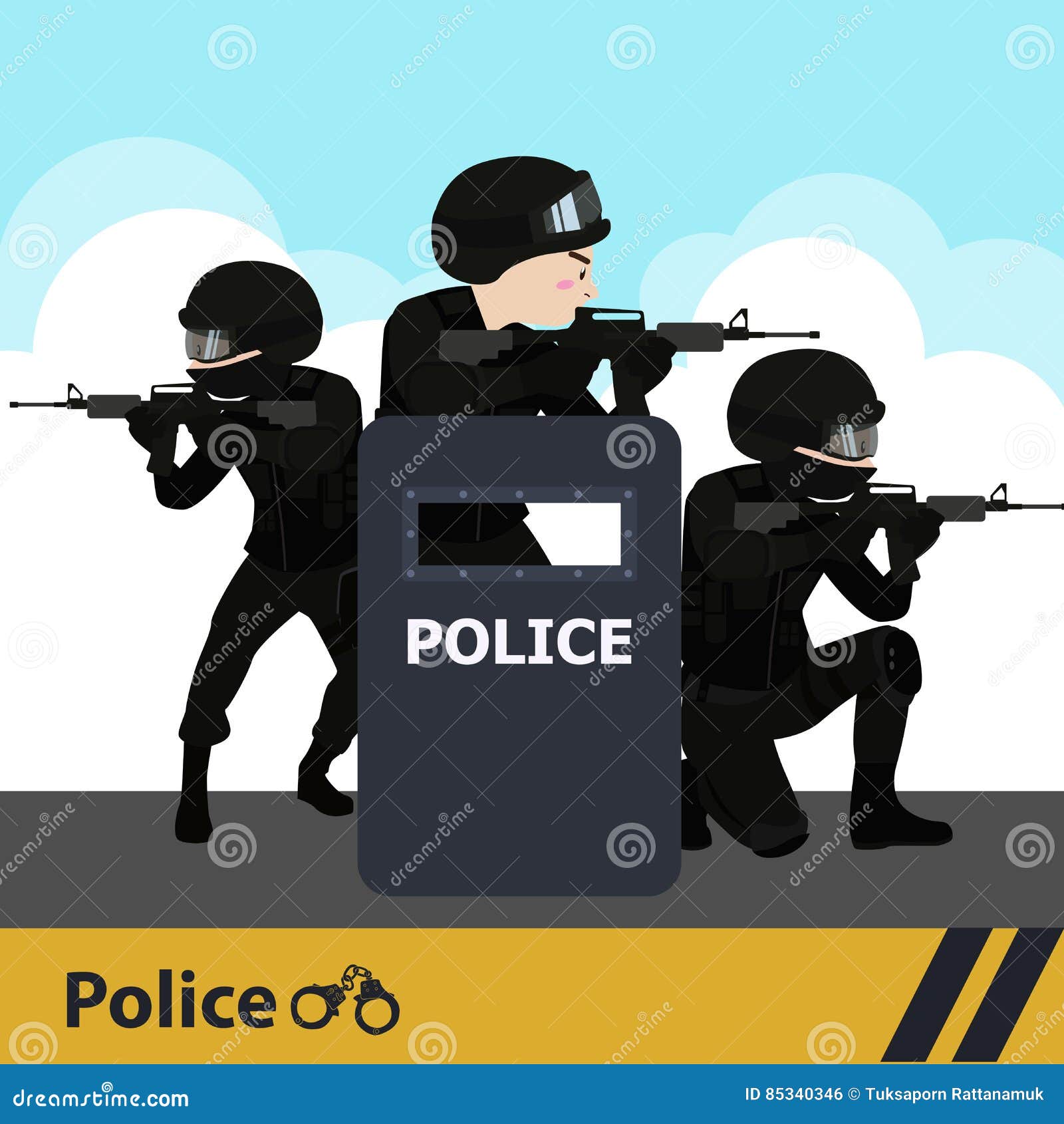Characters Police Flat Design Stock Vector - Illustration of detonation ...