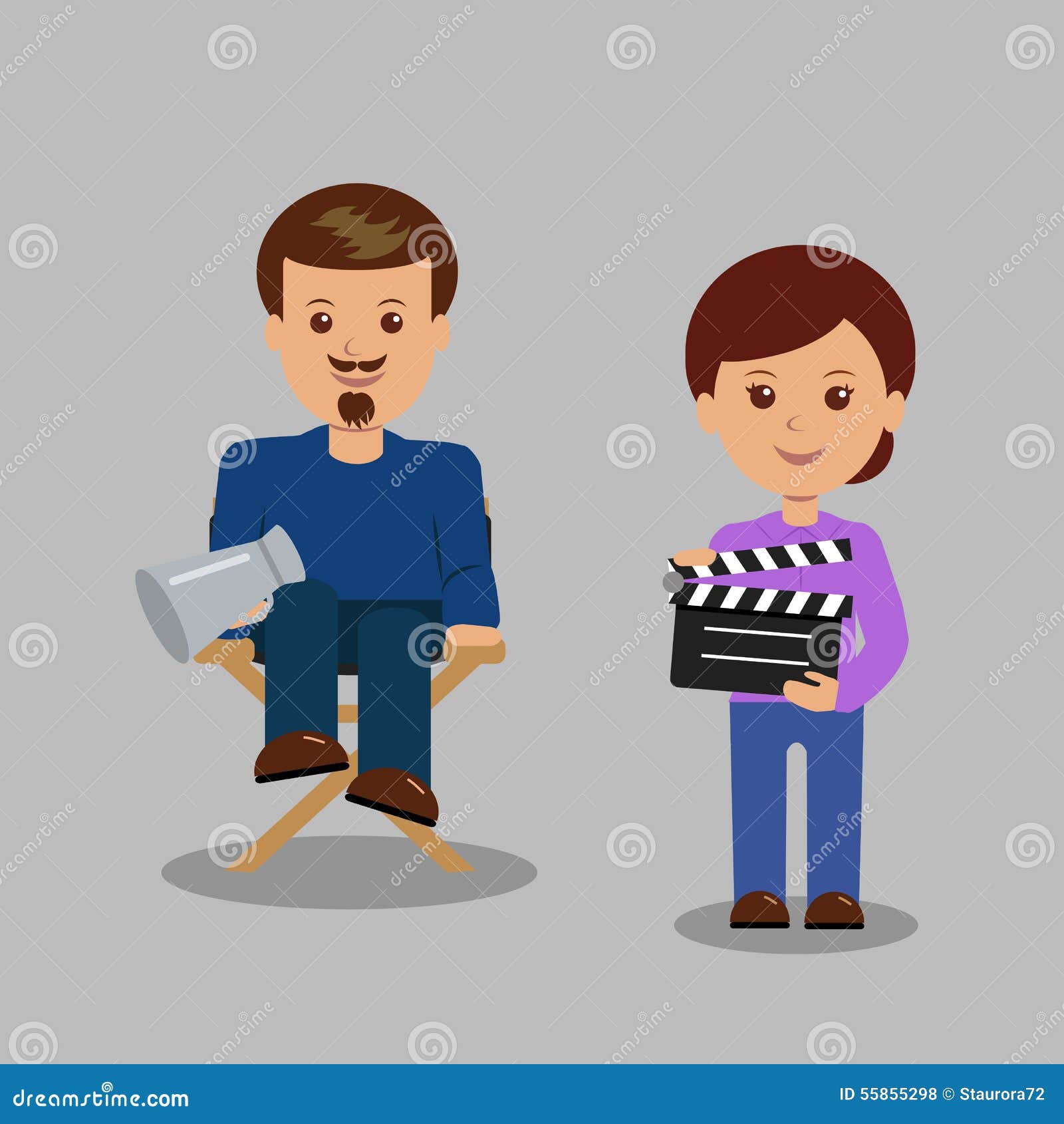 Characters Producer And His Assistant. Vector Illustration ...