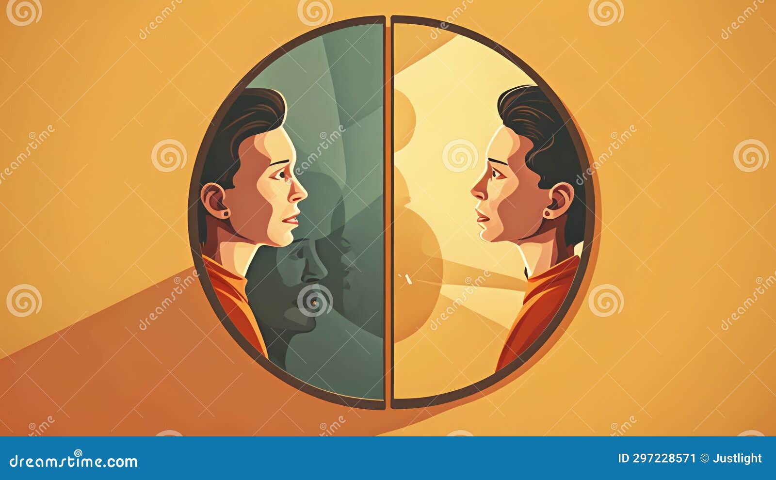 A Characters Reflection in a Mirror Shows a Stock Video - Video of ...