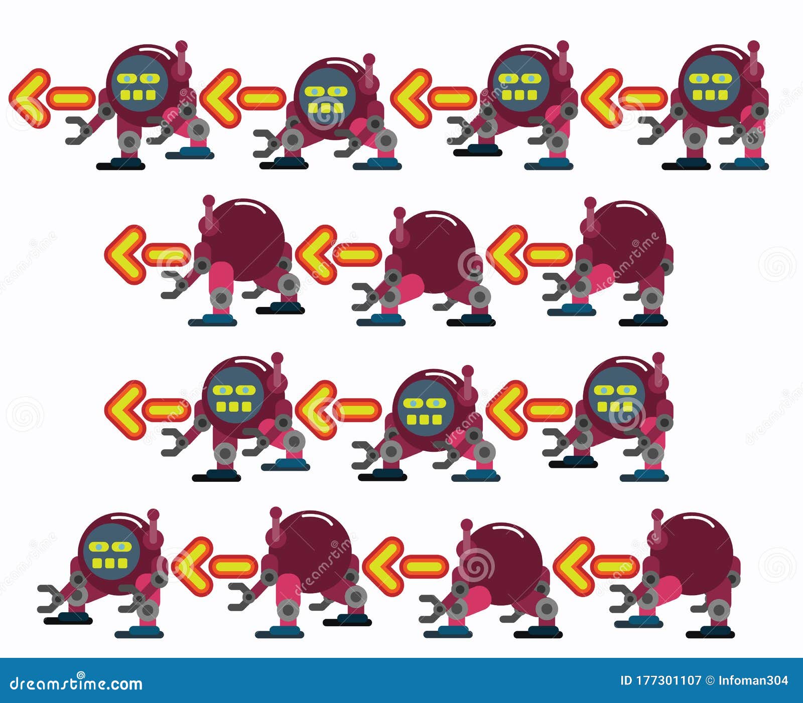 Characters Robot Walk, Game, Flat ,icon Man, Cartoon Stock Illustration ...