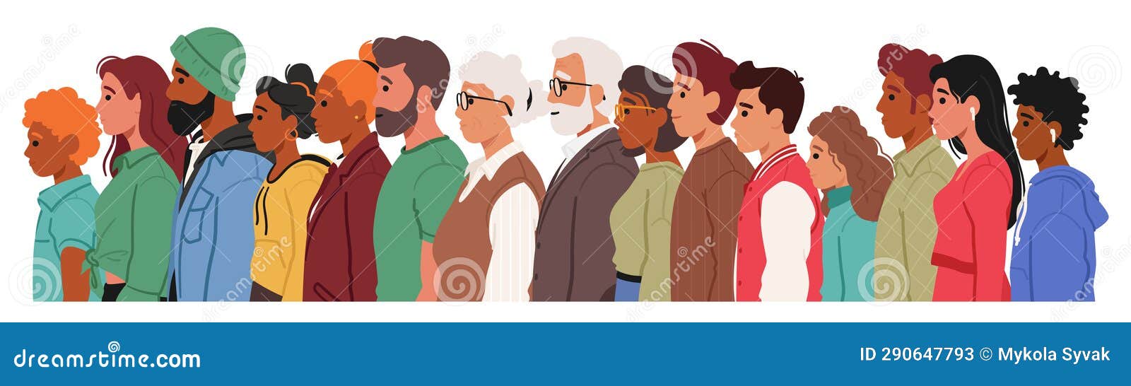 Characters Standing in Profile Face Sideways with Their Bodies and ...