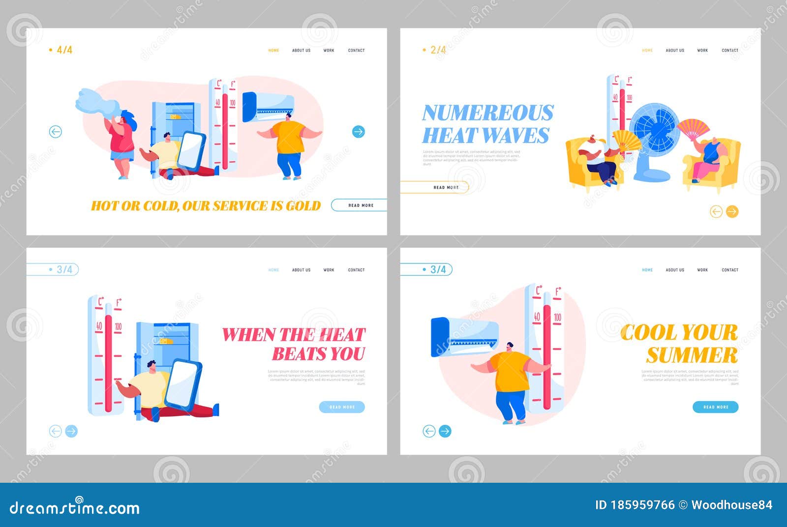 Characters In Summer Time Hot Period Landing Page Template Set ... Characters In Summer Time Hot Period Landing Page Template Set ...