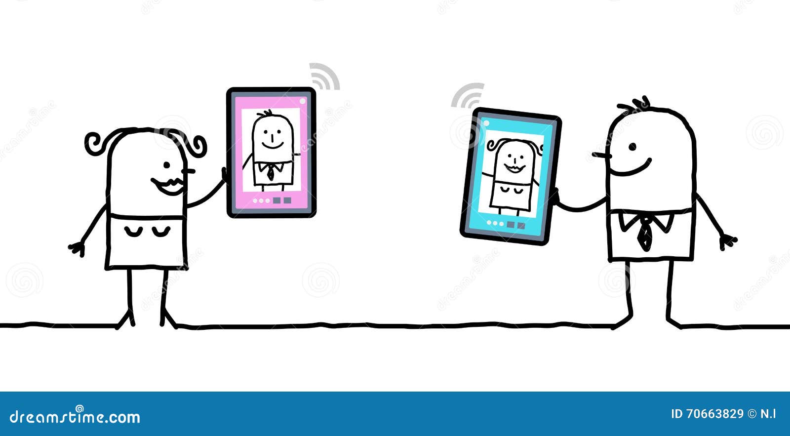 Characters with Tablets - Meeting Stock Vector - Illustration of black ...