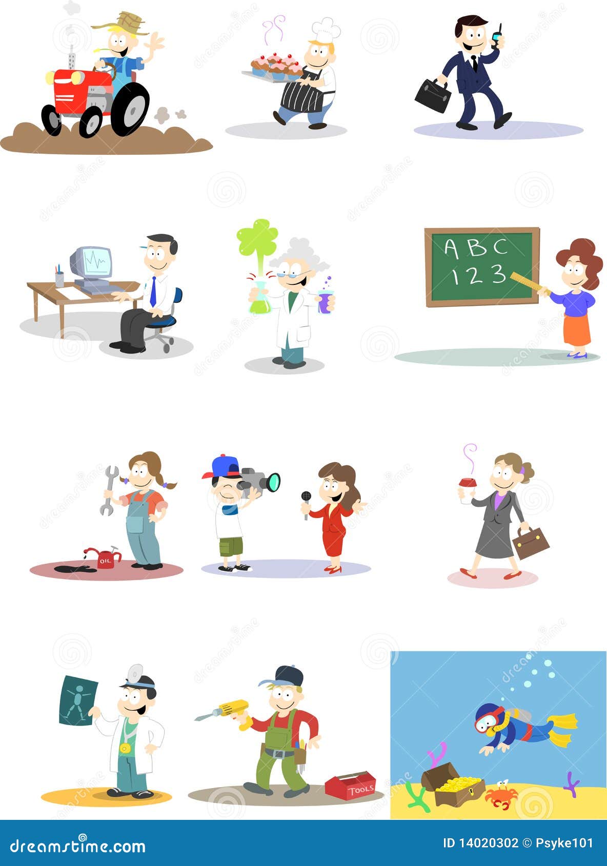 Characters In Various Professions Vector Illustration | CartoonDealer ...