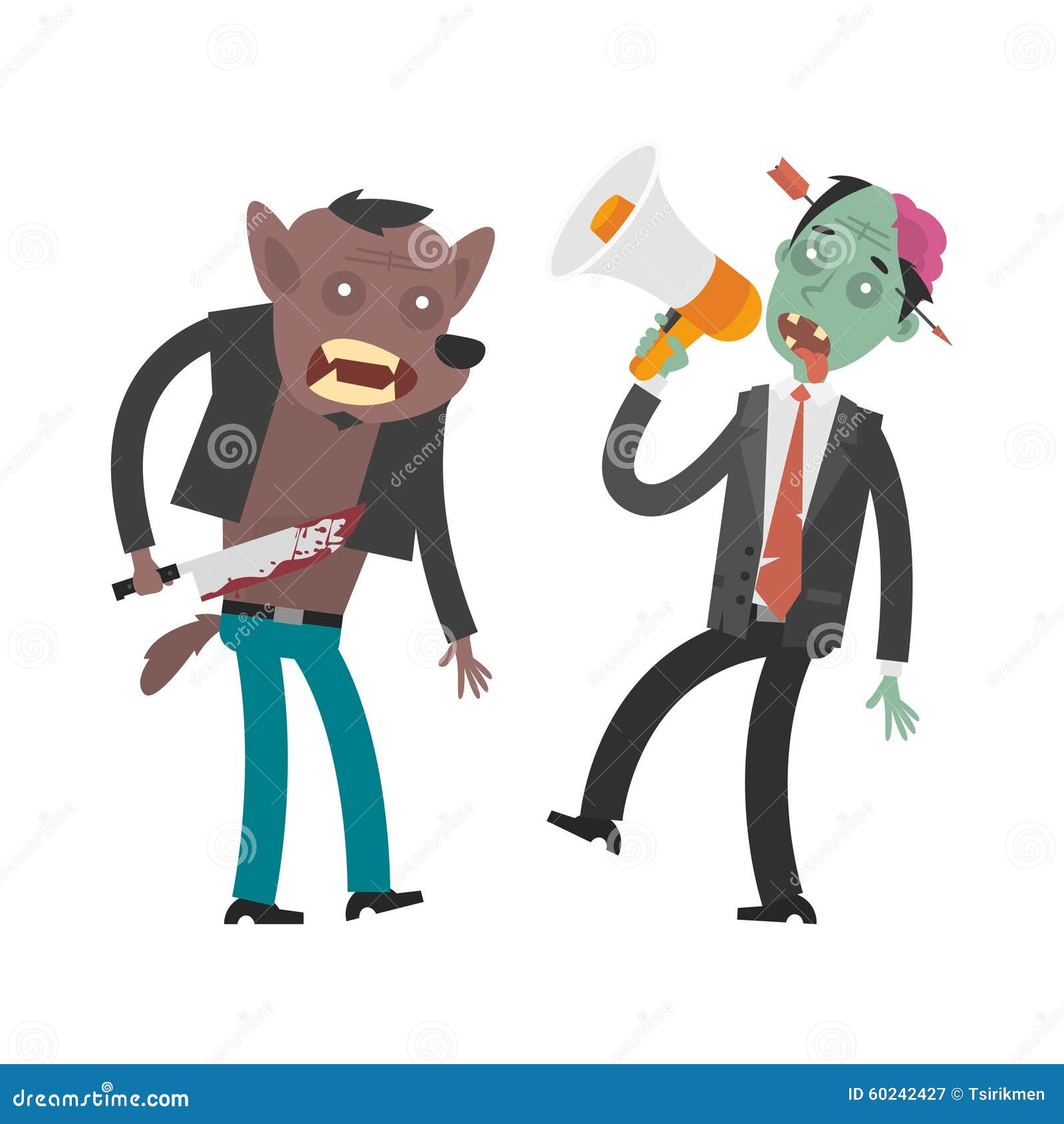 Characters Werewolf and Zombies Stock Vector - Illustration of adult ...