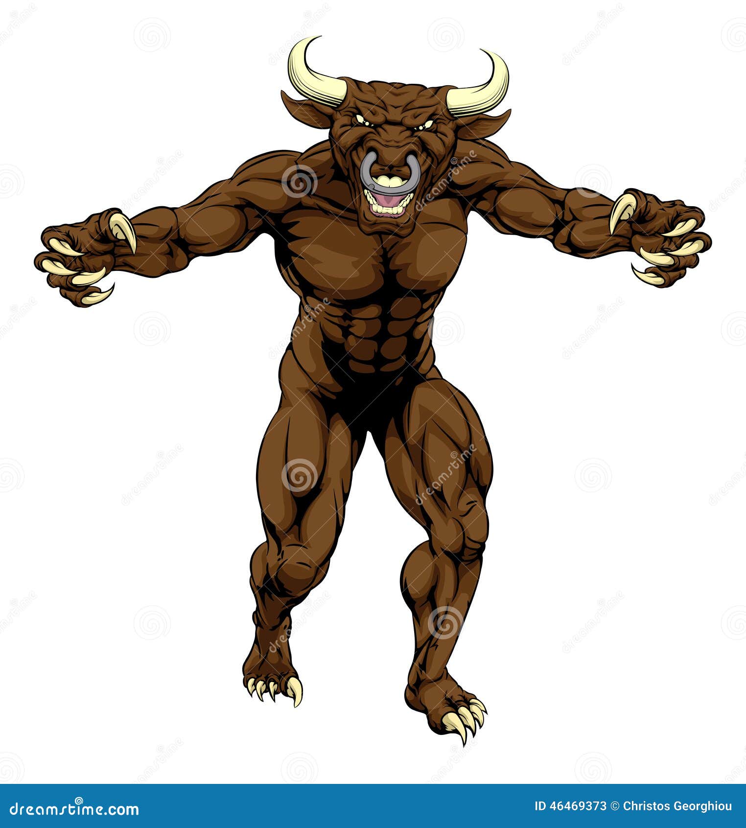 Charakter-Angreifen Stiers Minotaur Vektor Abbildung - Illustration von ...