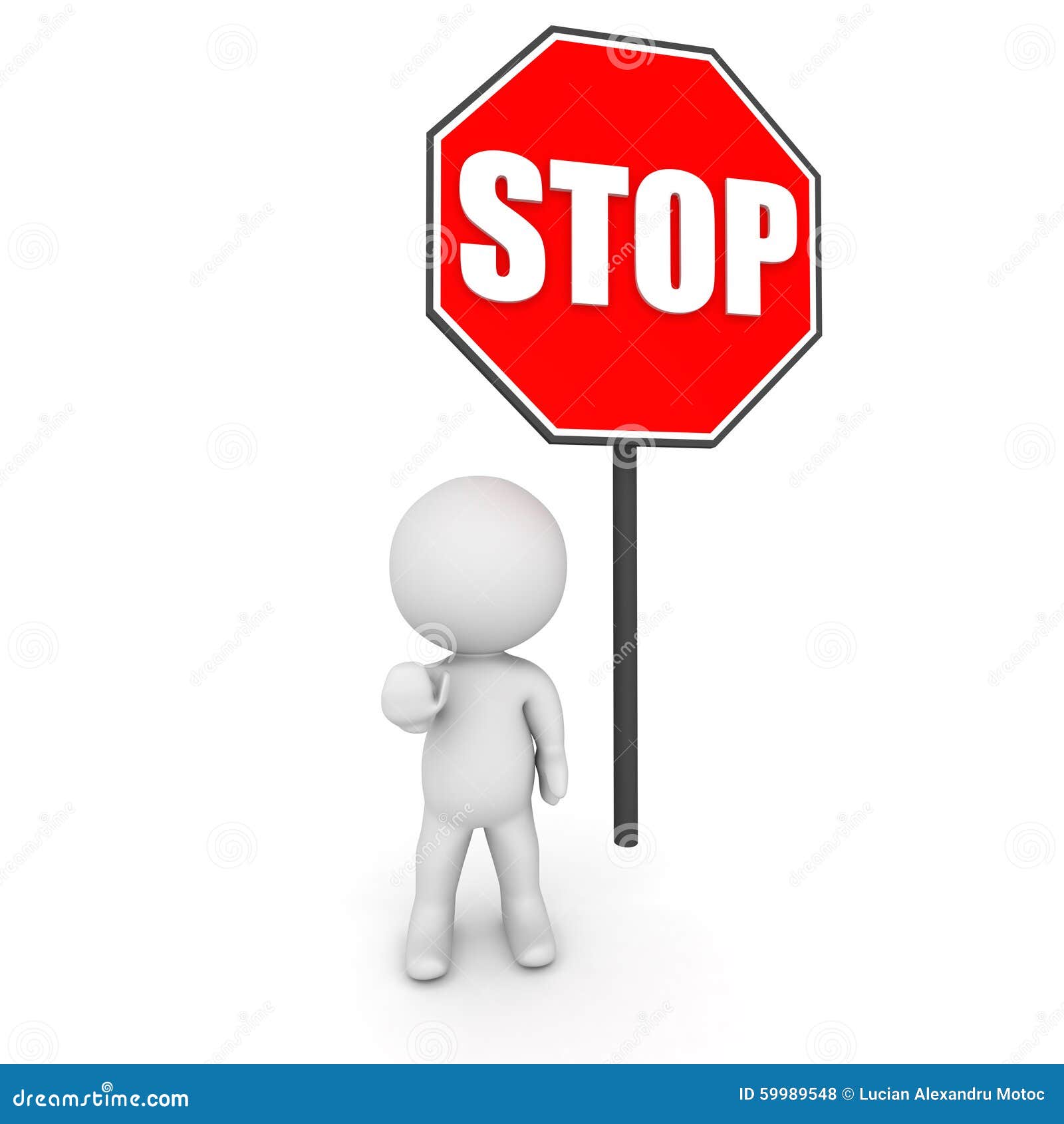 Charakter 3D Und Stoppschild Stock Abbildung - Illustration von mann ...