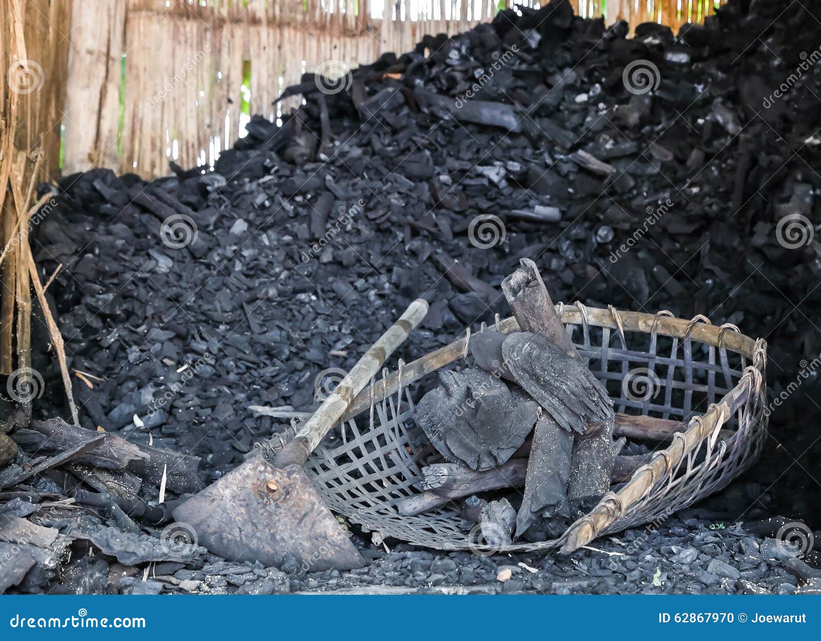 Charcoal in basket stock photo. Image of industry, wood - 62867970