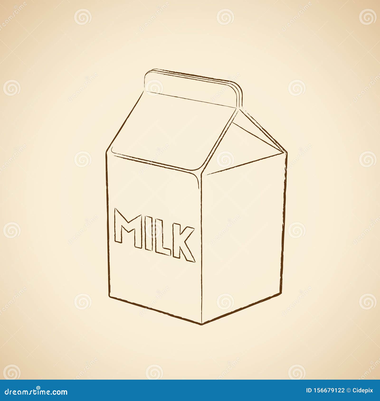 Charcoal Drawing of Milk Box Icon on a Beige Background Vector ...