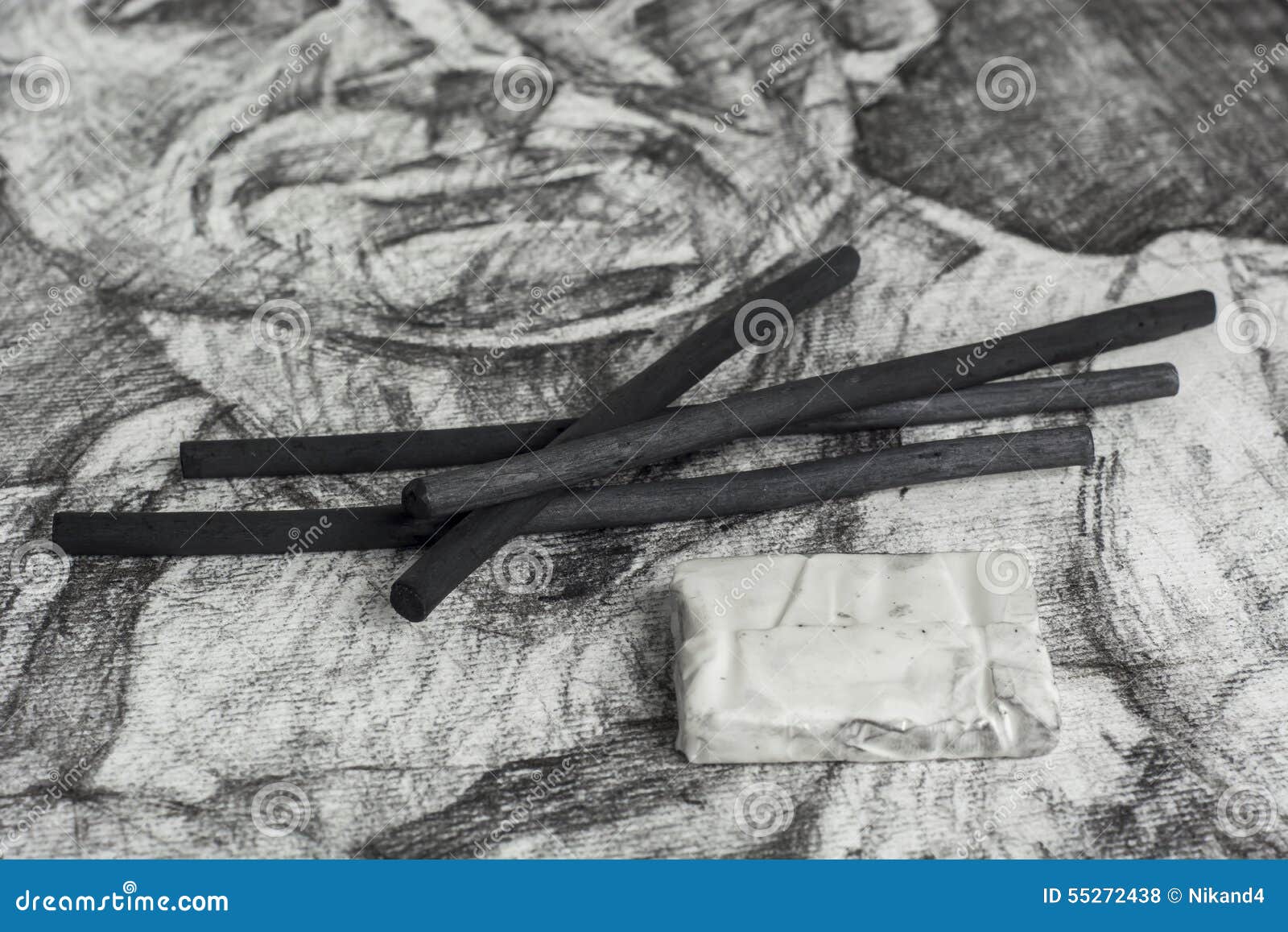 Charcoal Drawing and Sticks Stock Photo - Image of craft, pile: 55272438