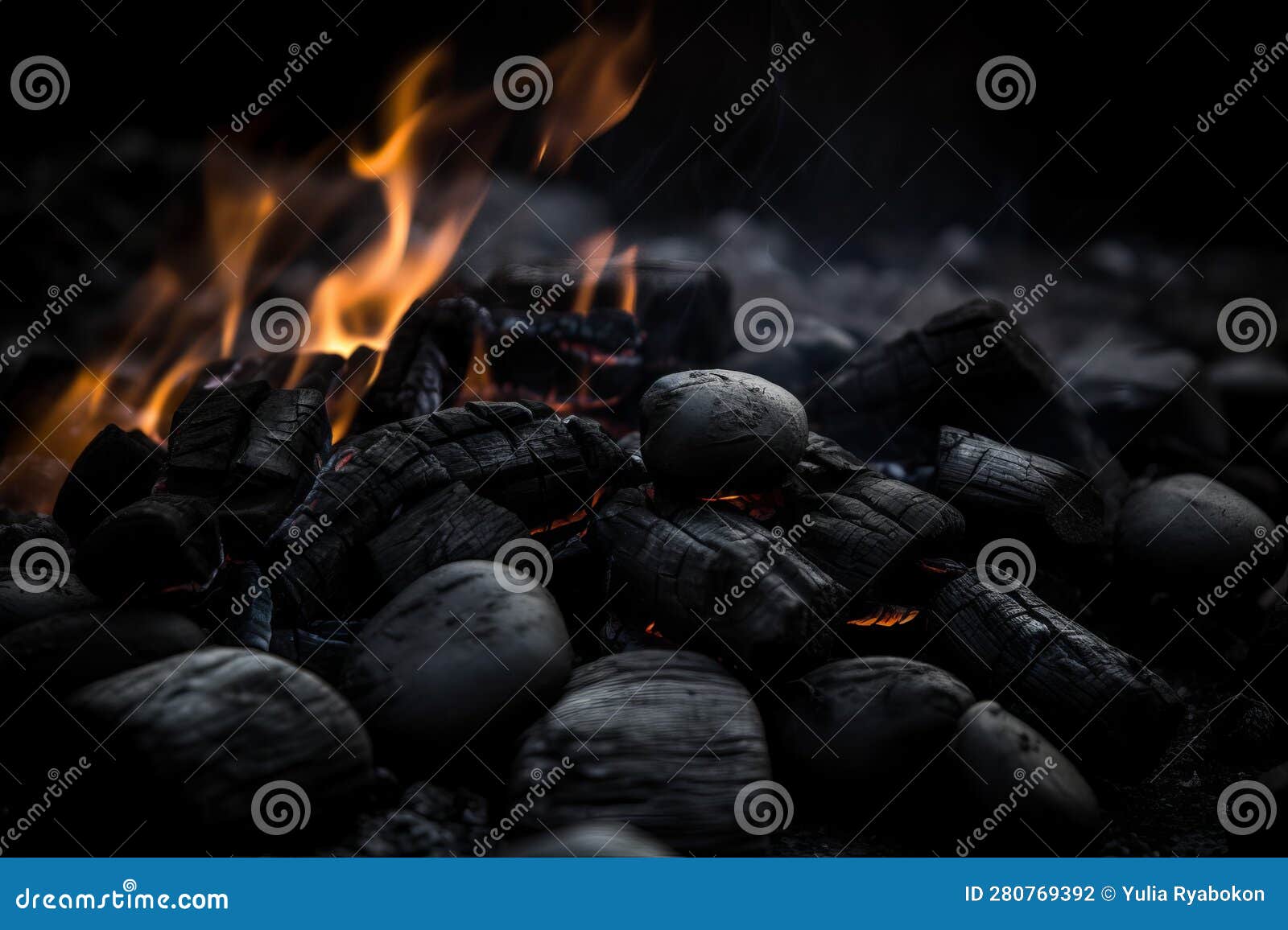 Charcoal Fire Smoke Flame. Generate Ai Stock Illustration ...