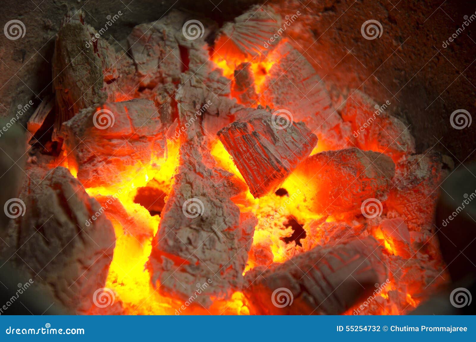 Charcoal fire stock photo. Image of carbon, temperature - 55254732