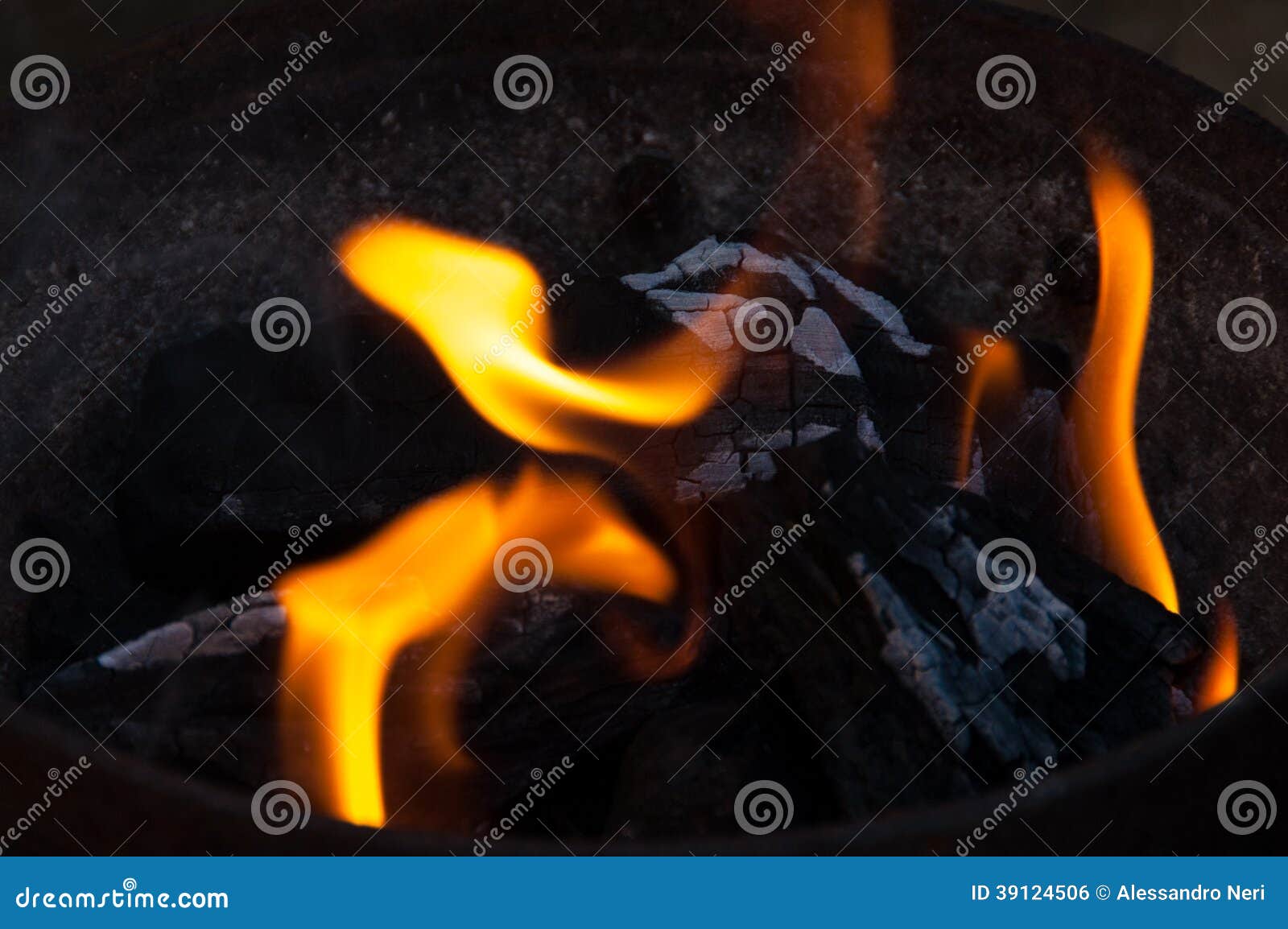 Charcoal flame and ember stock photo. Image of danger - 39124506
