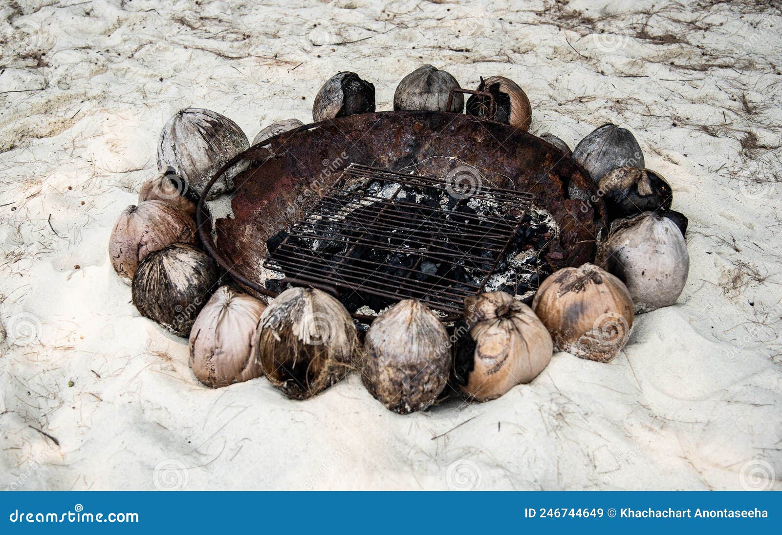 Charcoal Grill for BBQ on the Beach Stock Image - Image of meal, beach ...