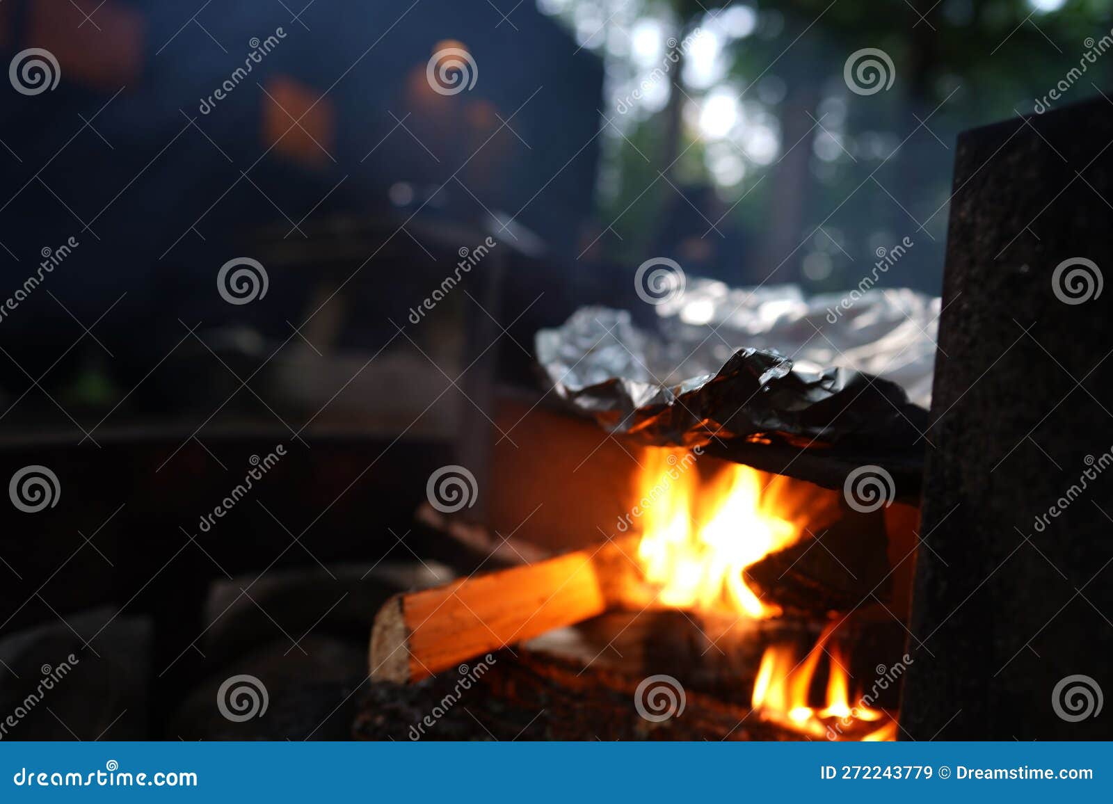 The Charcoal is Lit by the Bonfire and in Its Natural Setting Stock ...
