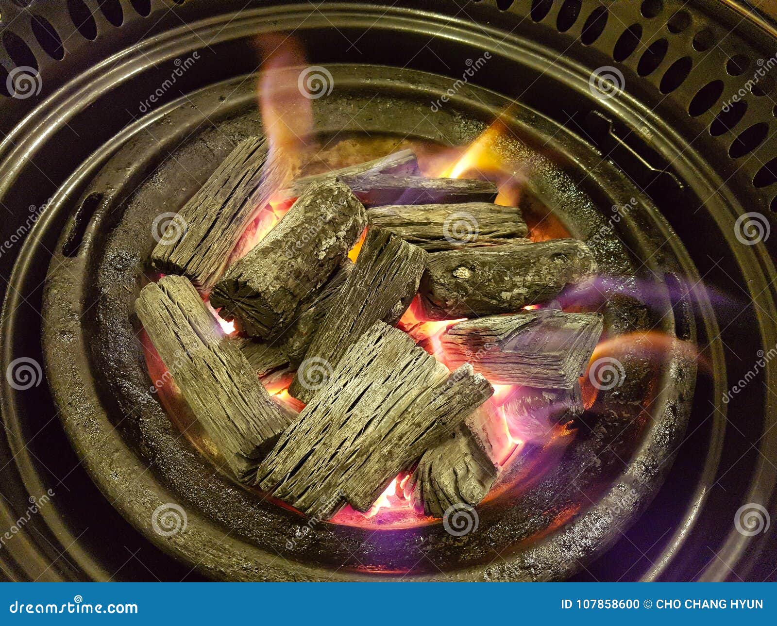 Charcoal Roasting in a Fire Stock Photo - Image of graphic, lineat ...