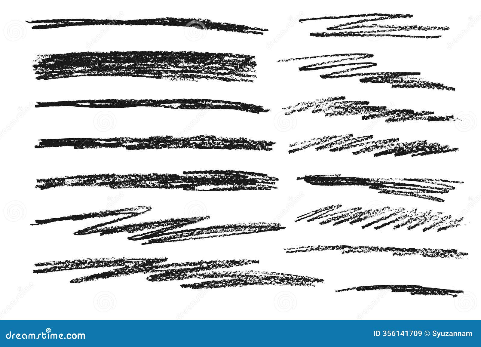 Charcoal Underline Set. Pencil Scribble Lines Pack. Chalk Doodle Rough ...