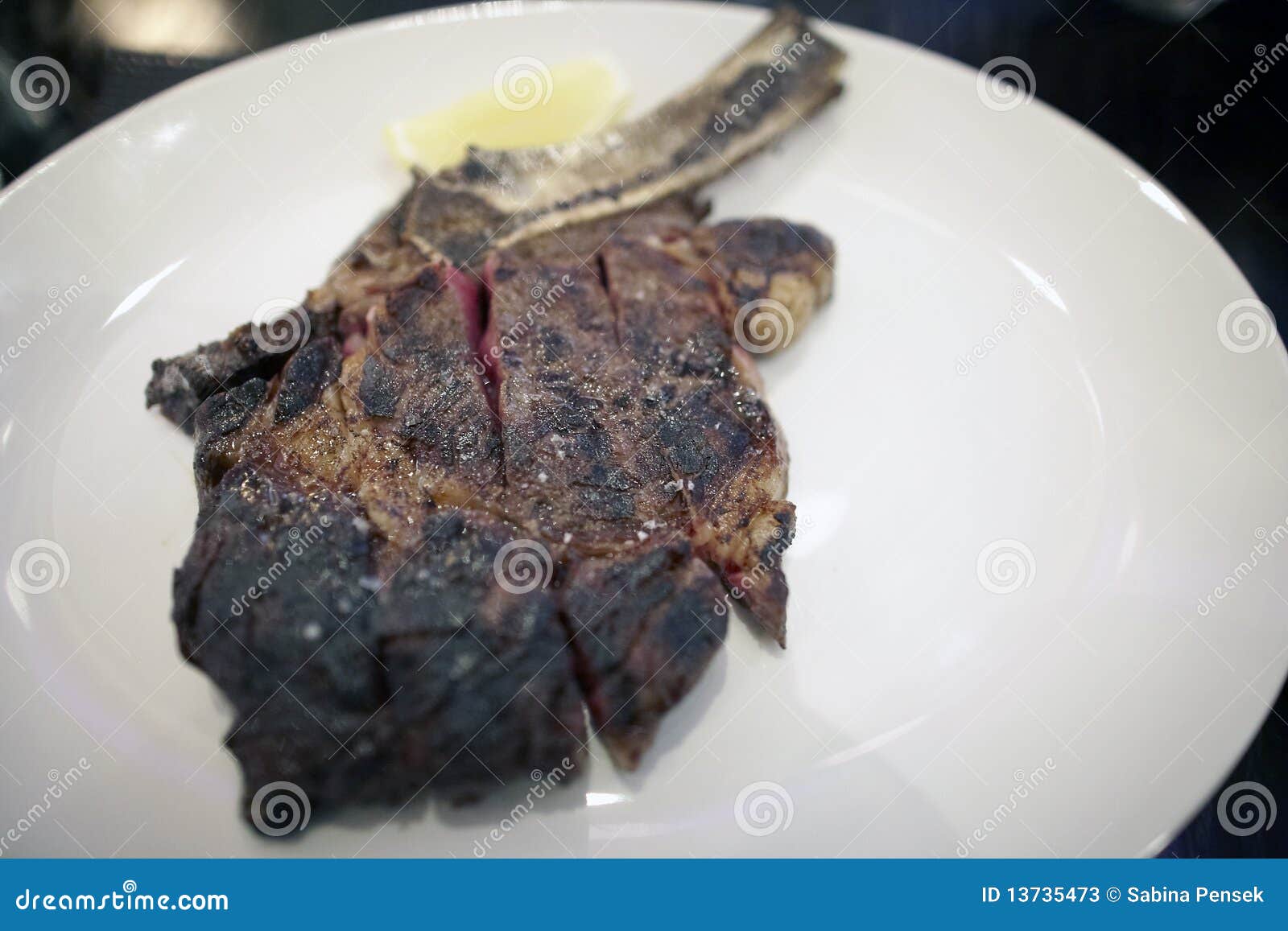 Charcoaled Dry Aged Rib-eye on the Bone Stock Image - Image of fatty ...