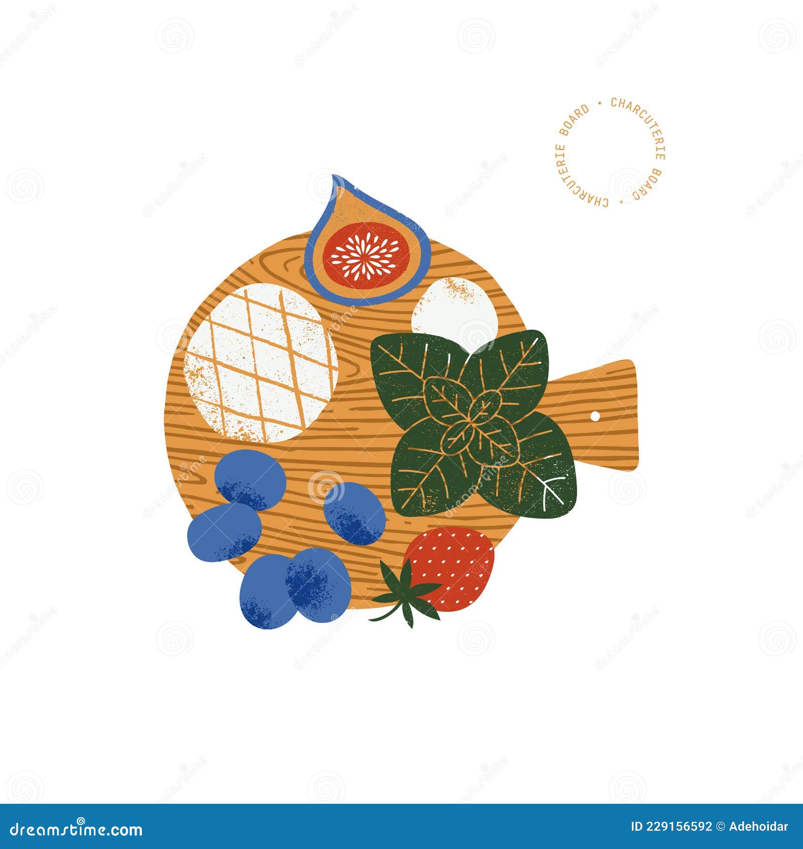 Charcuterie Board Illustration. Appetizers Board with Cheese ...