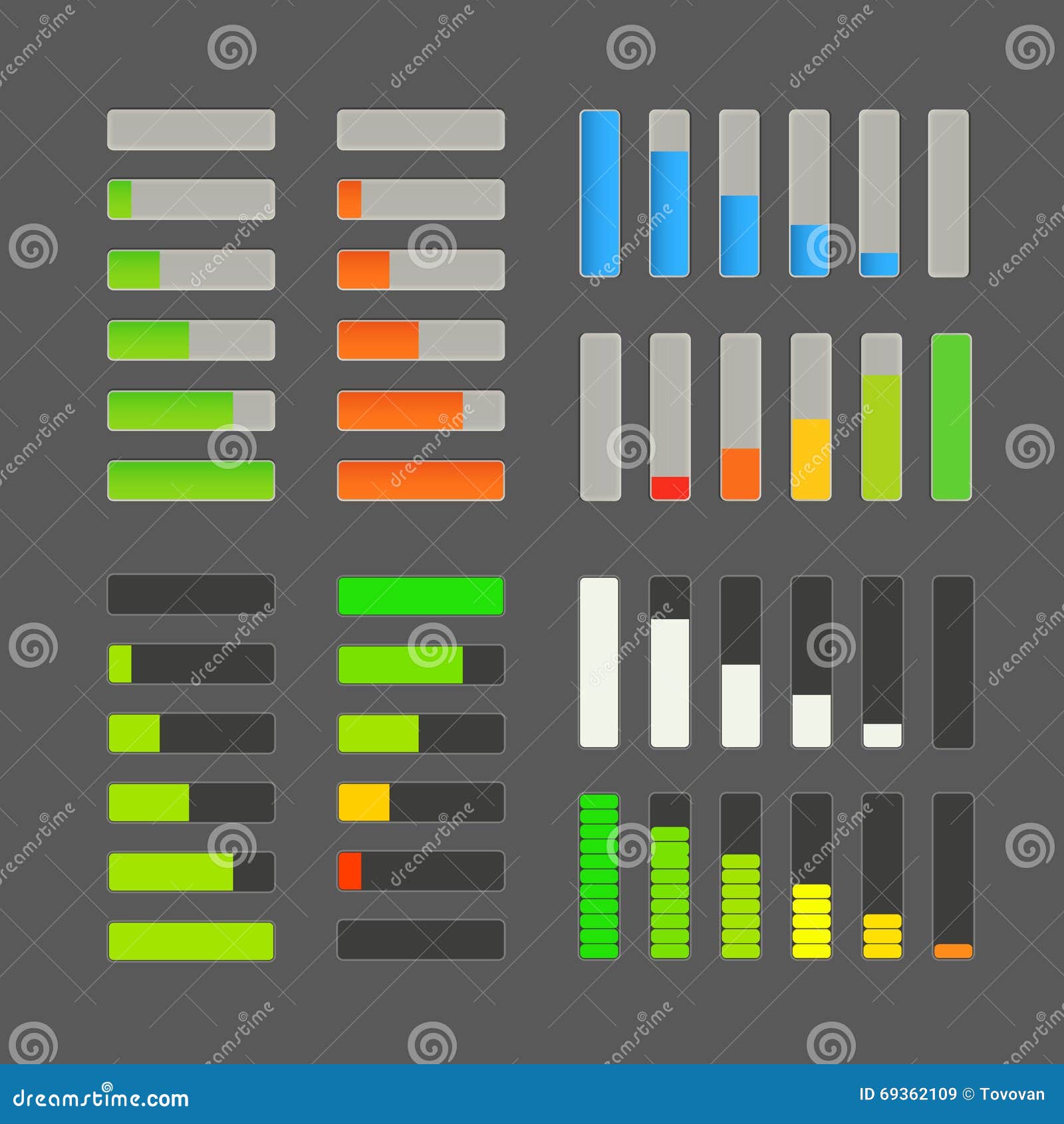 Charge Bar Vector Collection. Application Elements Stock Vector ...
