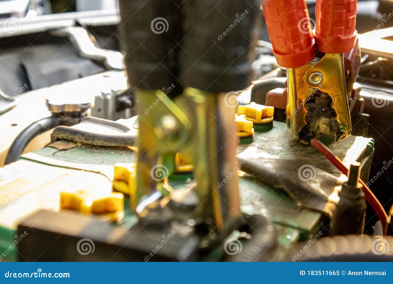 Charge the Battery for Start Engine in Engine Room. Stock Image - Image ...