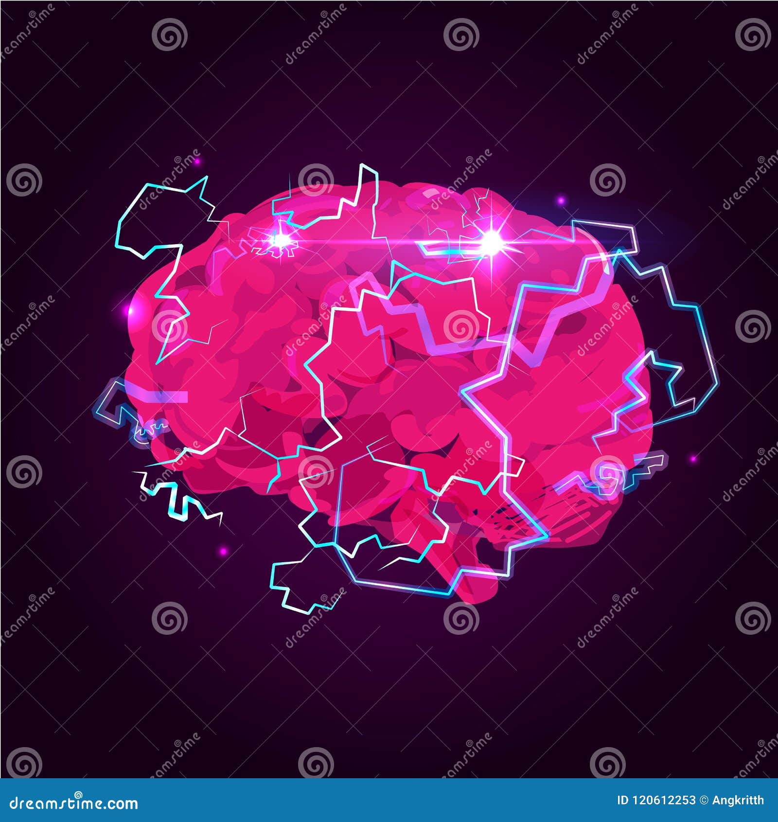Charge the Brain with Lighting Bolt - Vector Stock Illustration ...