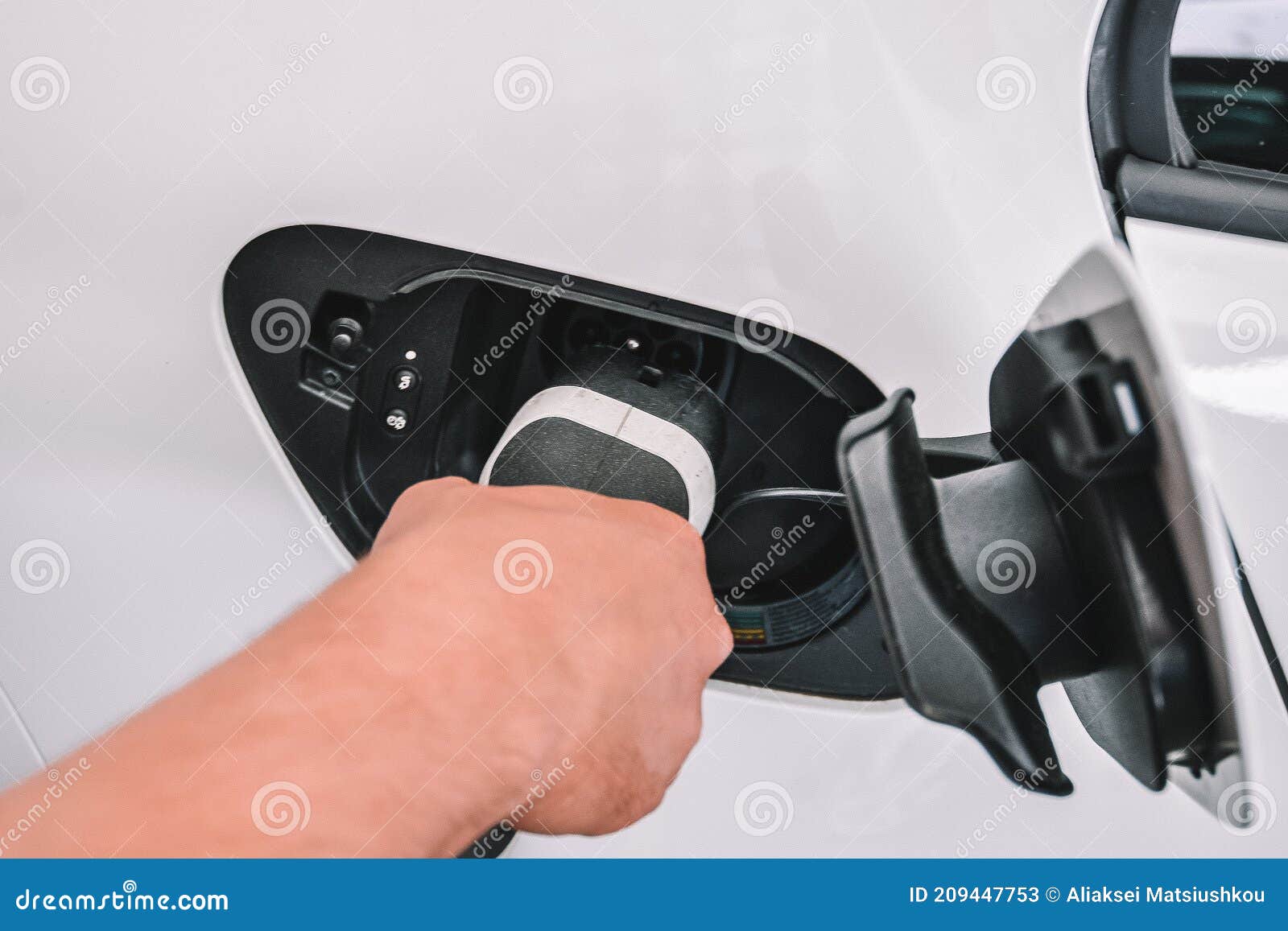 Charge Cable in the Charging Panel for an Electric Vehicle Stock Image ...