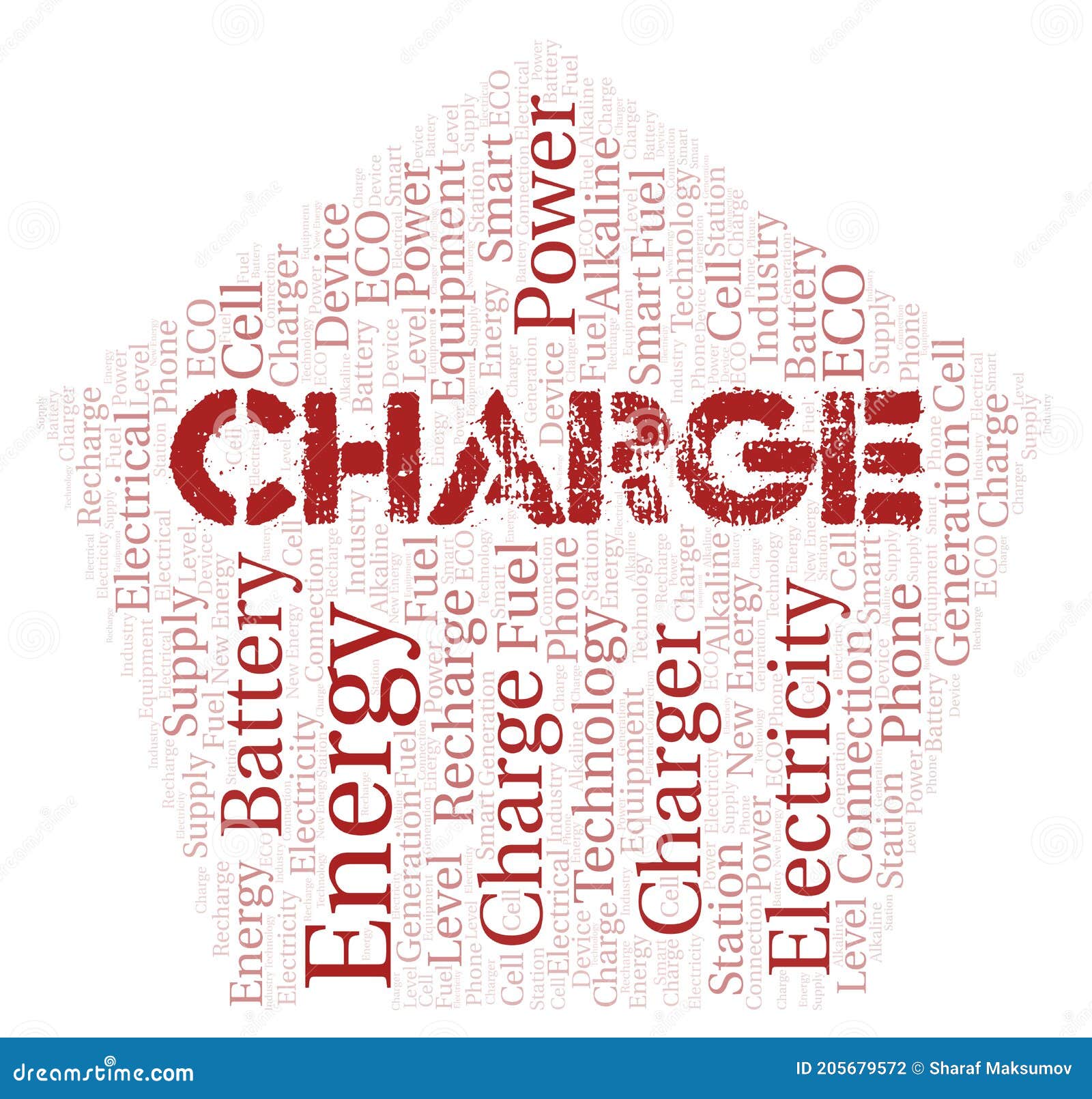 Charge Typography Word Cloud Create with the Text only. Stock ...