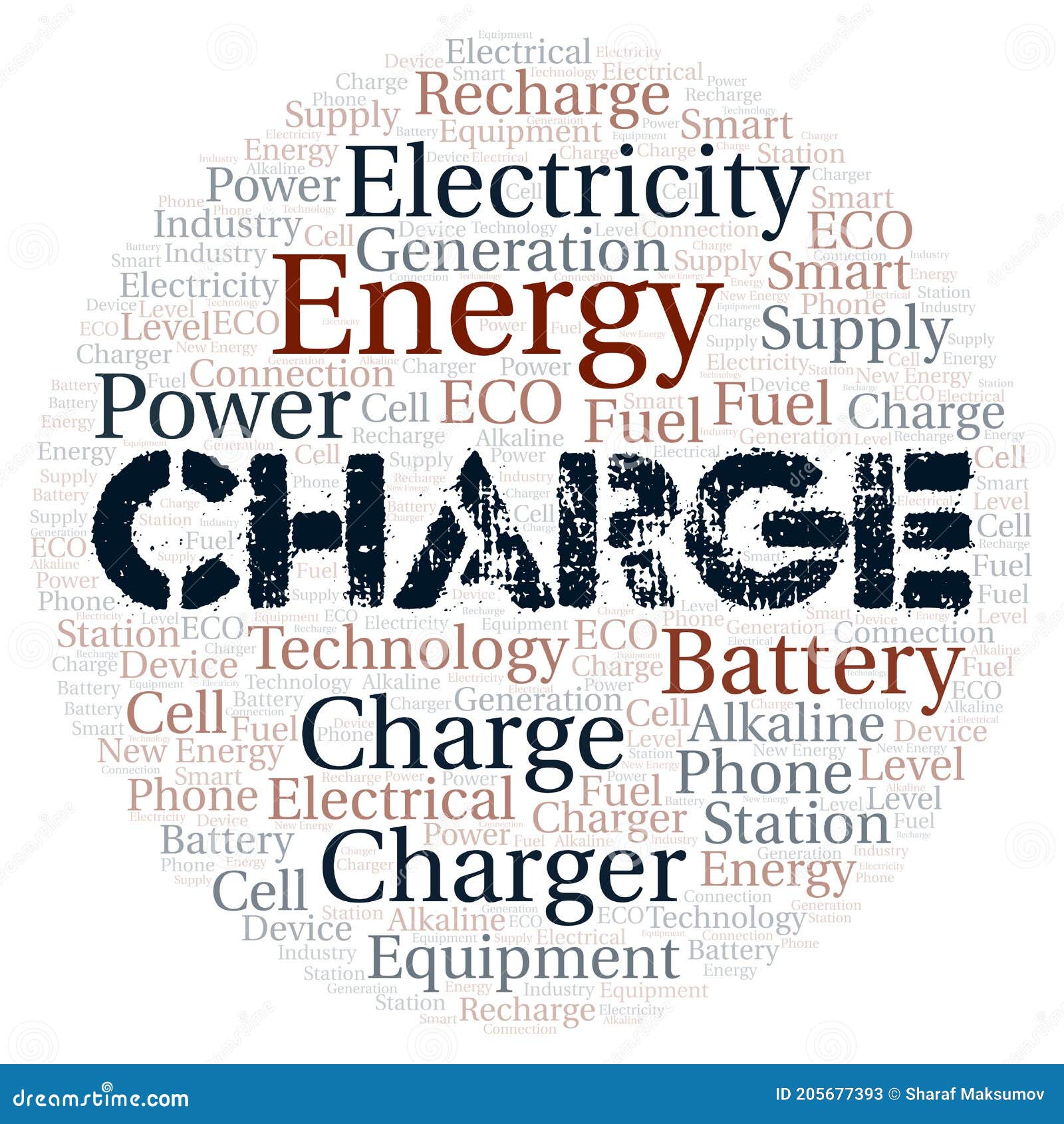 Charge Typography Word Cloud Create with the Text only. Stock ...