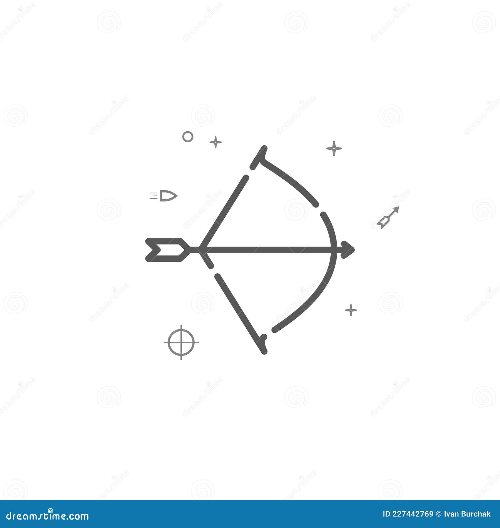 Charged Pulled Bow with Arrow Simple Vector Line Icon. Symbol ...