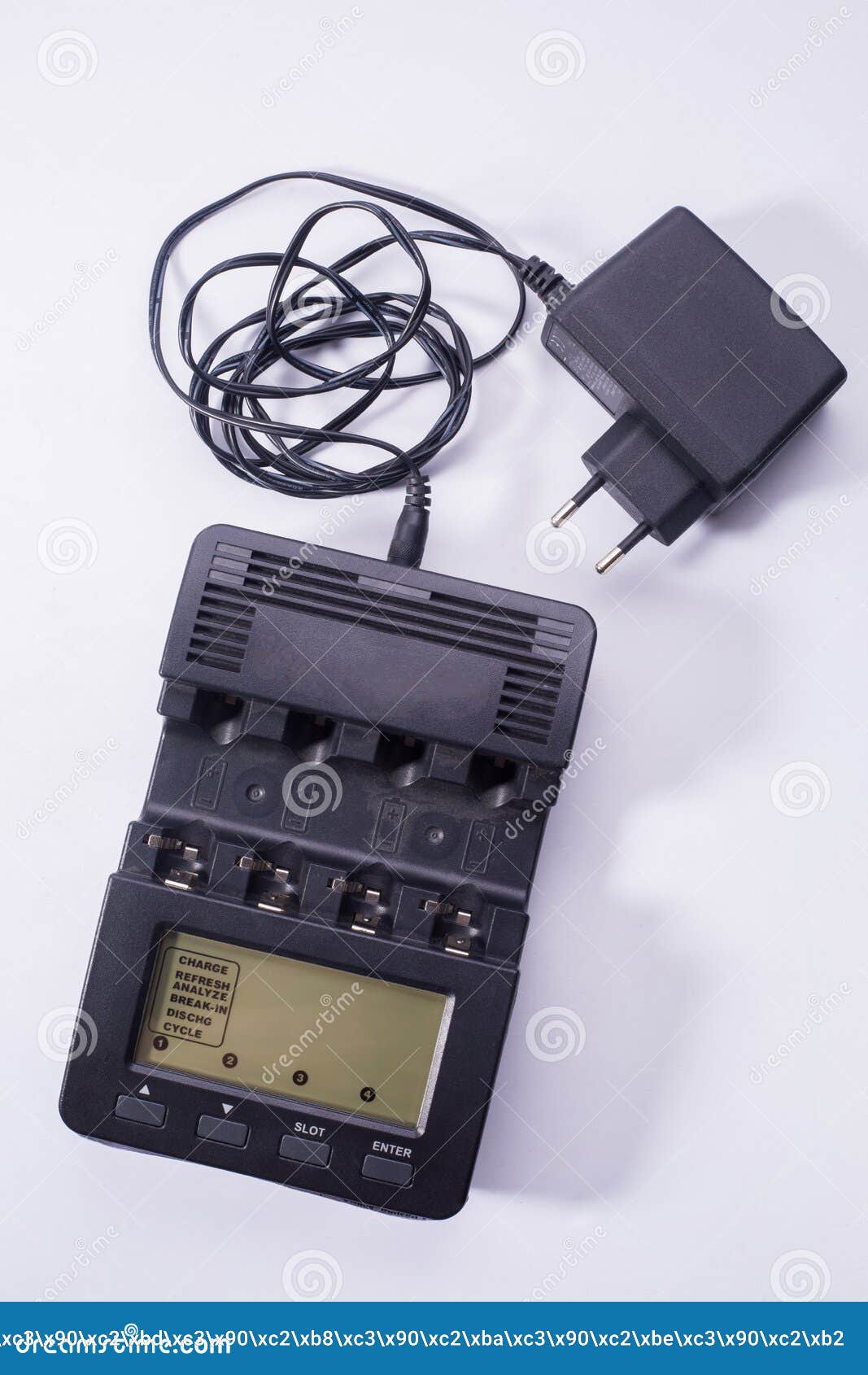 Charger with Large Display. Black Device with Long Power Cord Stock ...