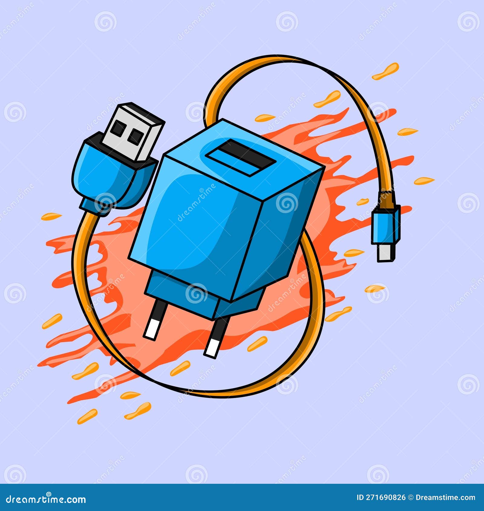 Charger Plug Illustration Vector Cartoon for Sticker or Etc Stock ...