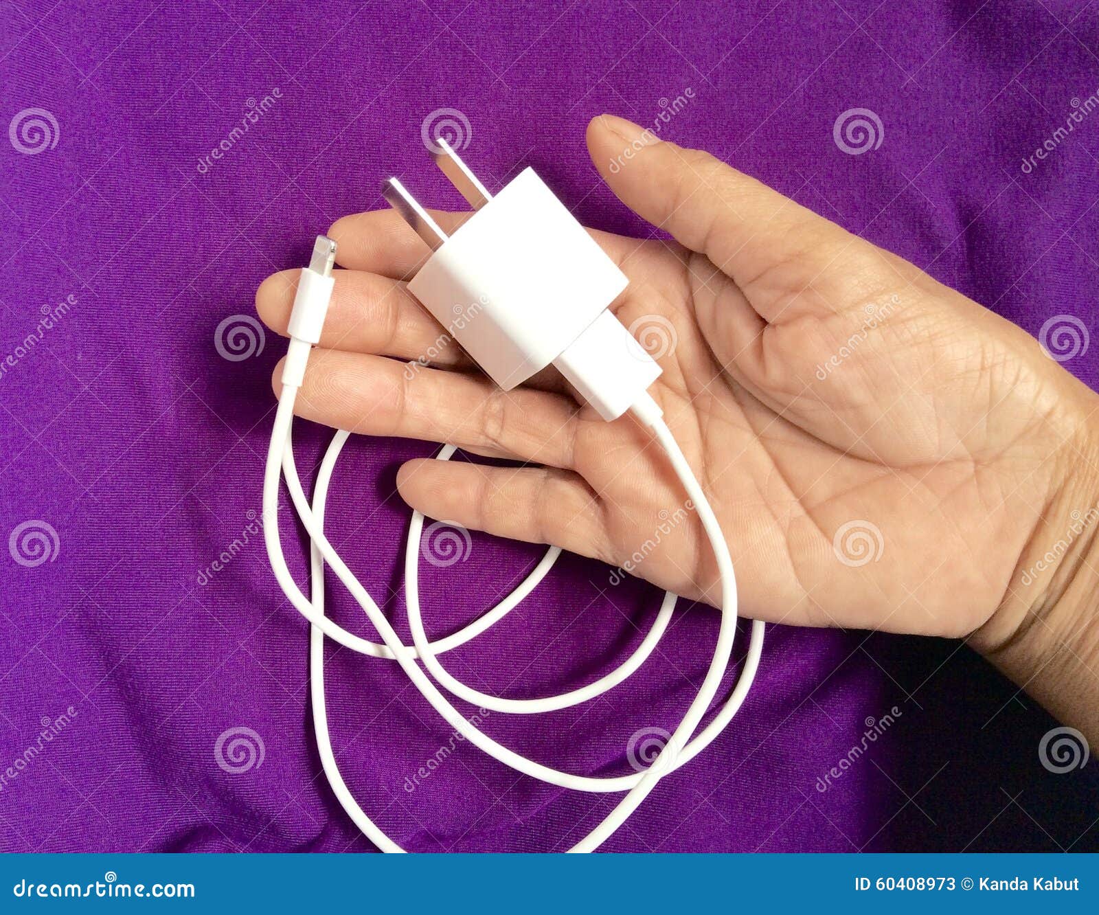 Charger stock image. Image of hand, charger, cable, purple - 60408973