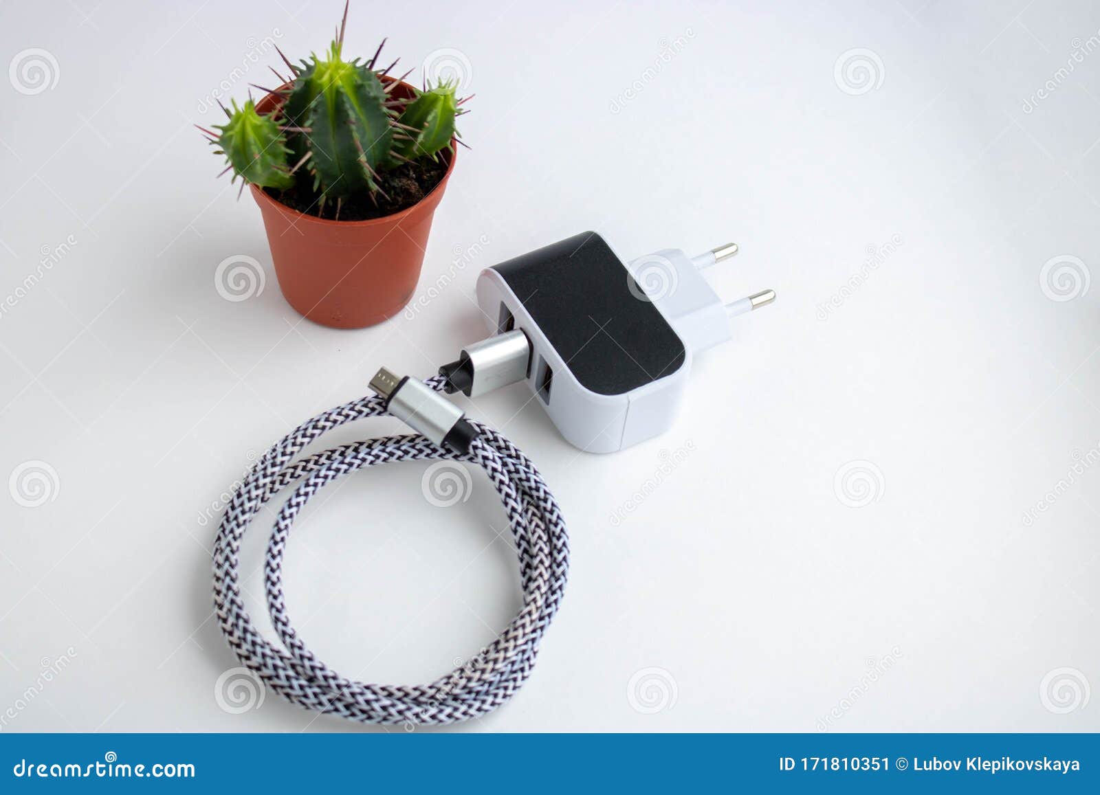 Charger Wire with Usb Port on White Background Stock Image - Image of ...