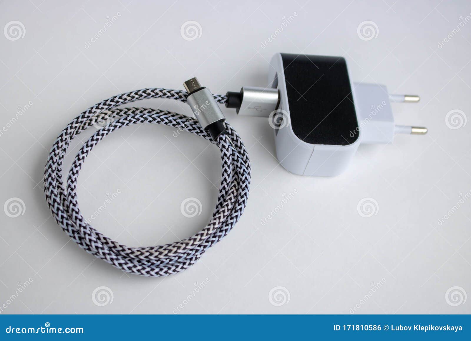 Charger Wire with Usb Port on White Background.technology Stock Photo ...