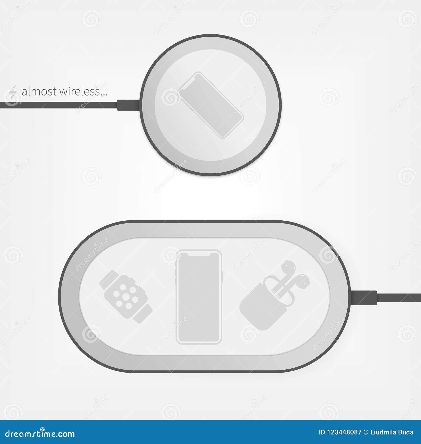 Wireless Chargers Illustration in Flat Design. almost Wireless. Stock ...