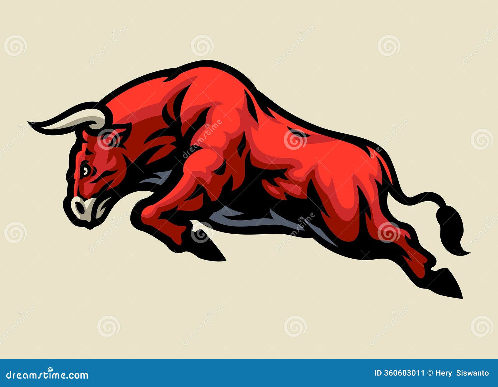 Charging Angry Bull Mascot Jumping Stock Illustration - Illustration of ...
