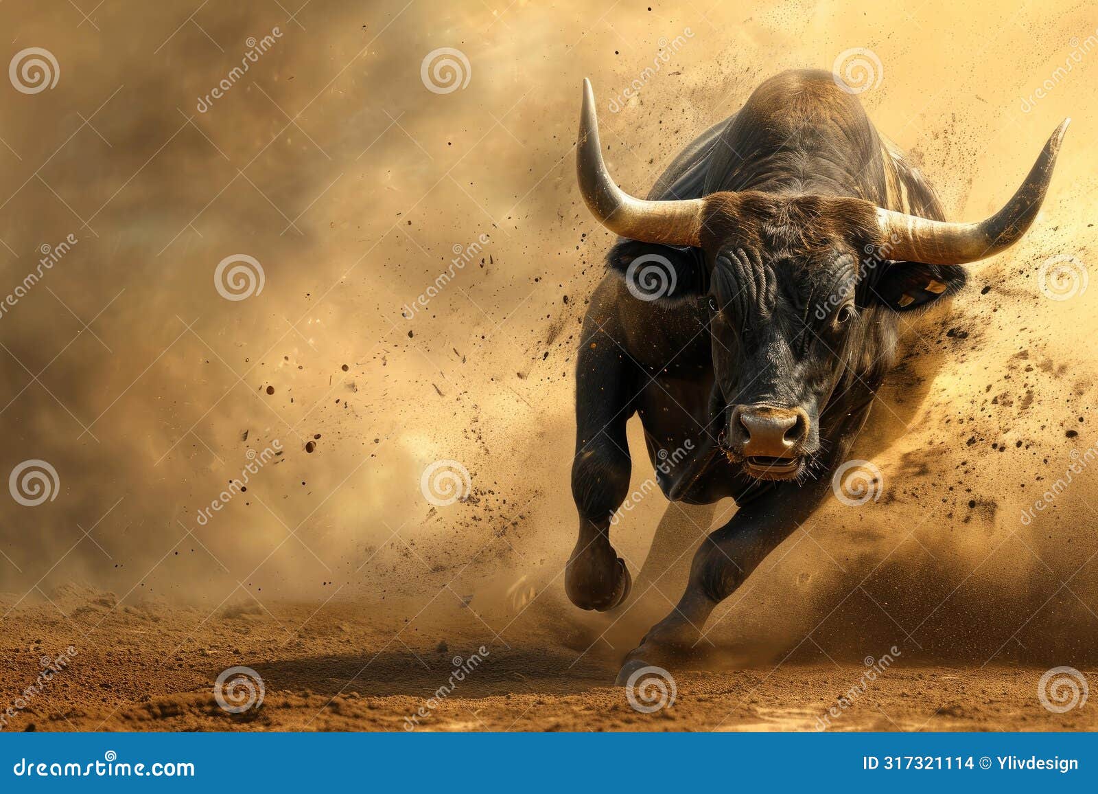 Charging Bull in Dusty Arena Stock Photo - Image of generated, charge ...