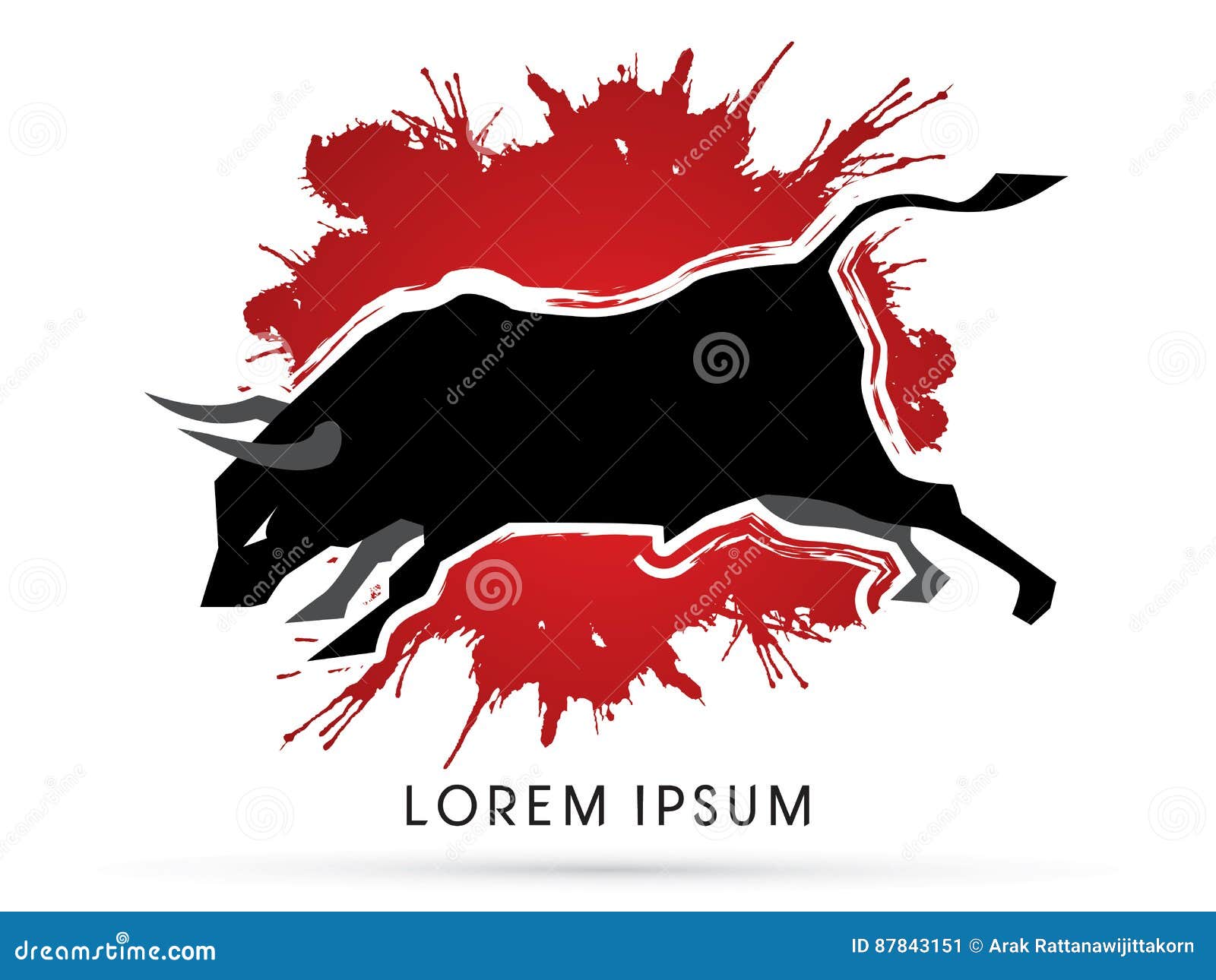Charging Bull, Fighting Bull Stock Vector - Illustration of charging ...