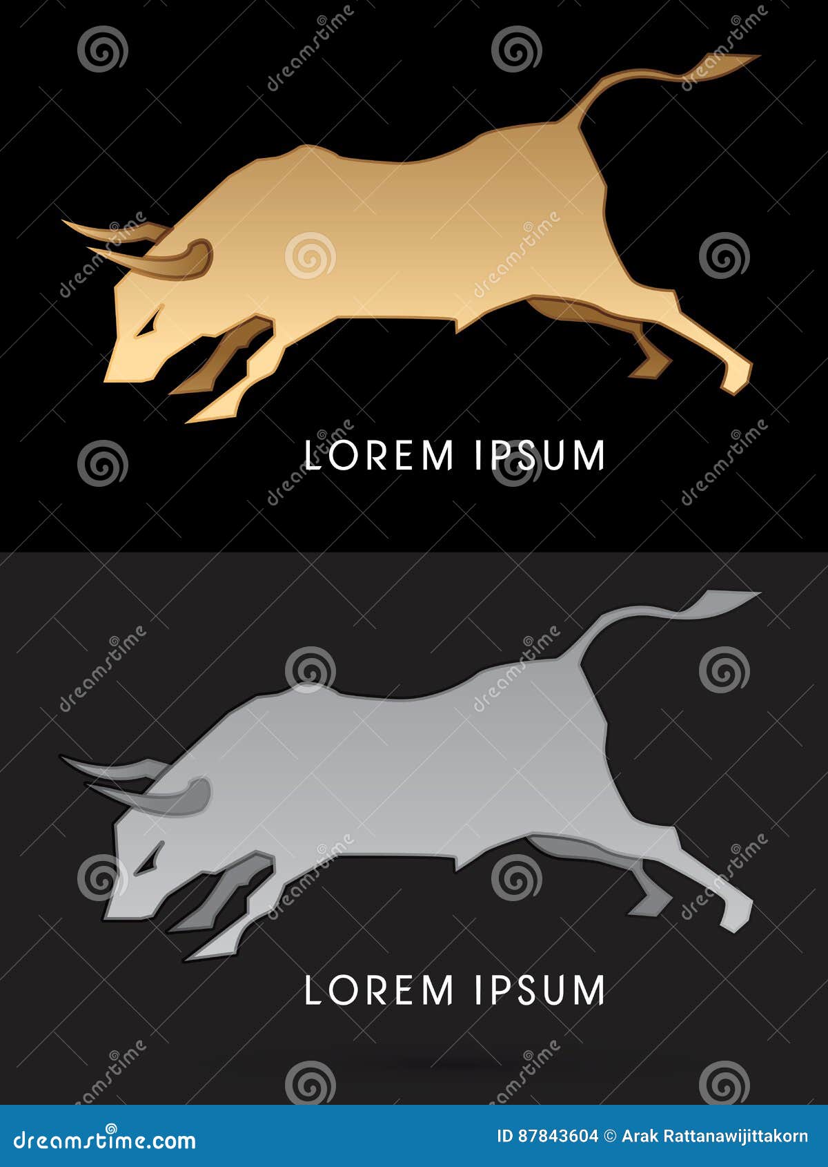 Charging Bull, Fighting Bull Stock Vector - Illustration of icon ...