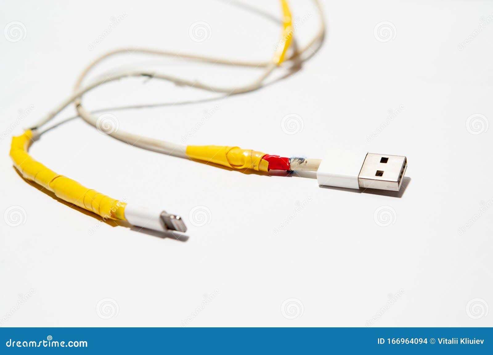 A Charging Cable is Damaged Stock Photo - Image of fixing, connect ...