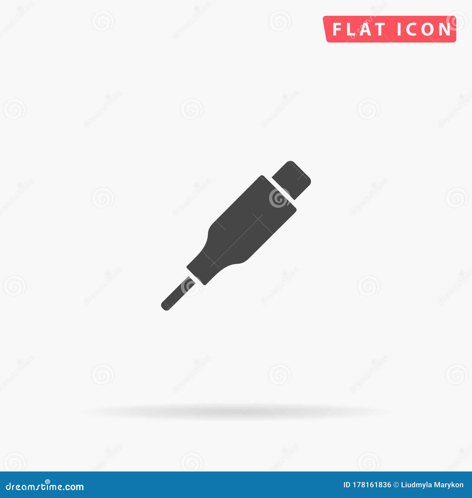 Charging Cable Flat Vector Icon Stock Illustration - Illustration of ...