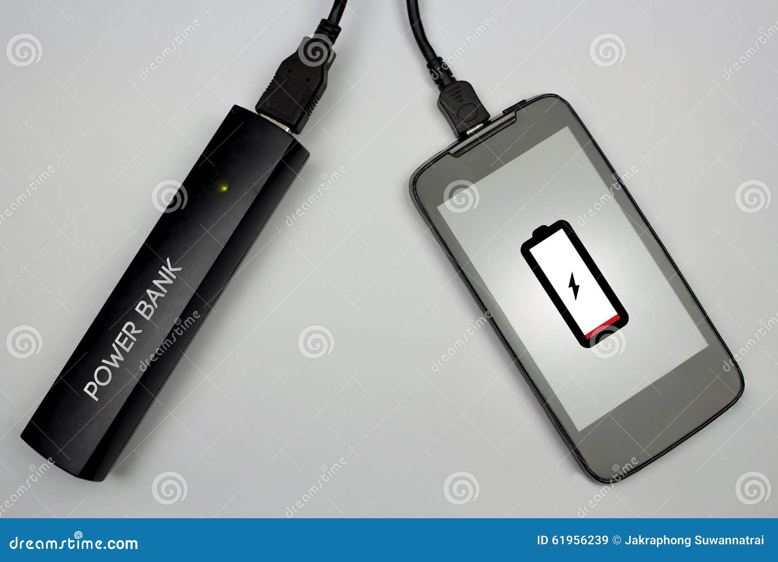 Charging Cellphone Battery with Power Bank Stock Image - Image of ...