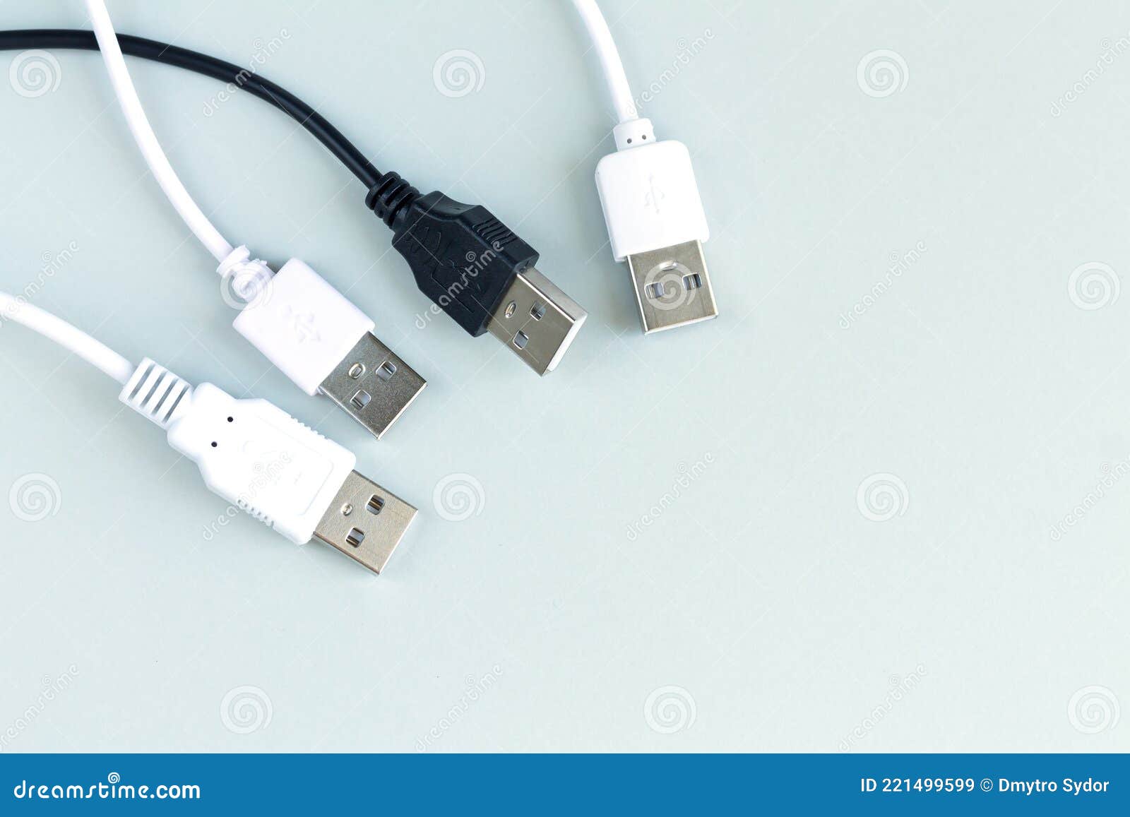 Different USB Charging Plugs Isolated On White Background. USB Type C ...